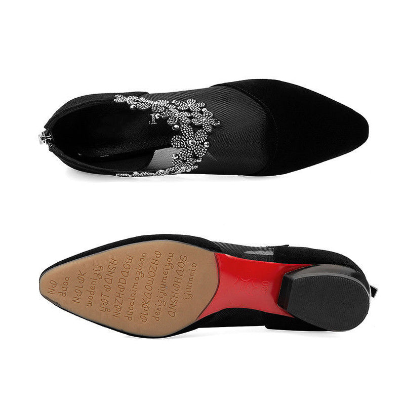 RHINESTONE STONE HOLLOW HEEL SHOES – lifesuny